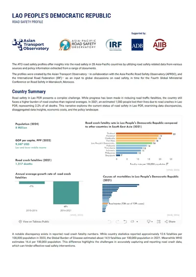 Lao People's Democratic Republic Road Safety Profile 2025 - Asian ...